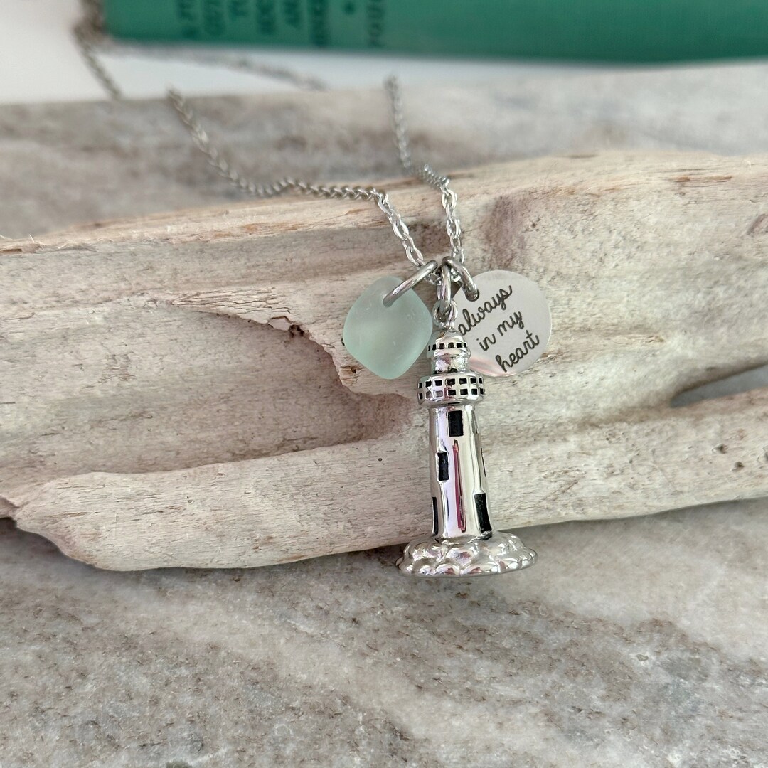 Lighthouse Urn Pendant - Beach Memorial - Stainless Steel With Genuine ...