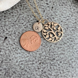 Personalized Bronze Family Tree Necklace 14k Gold Filled Chain and 14k ...