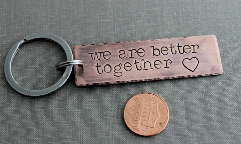 We Are Better Together Copper Hand Stamped Key Chain Long - Etsy