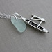 Sterling Silver Canoe Charm Necklace With Sea Glass Seafoam, White or ...