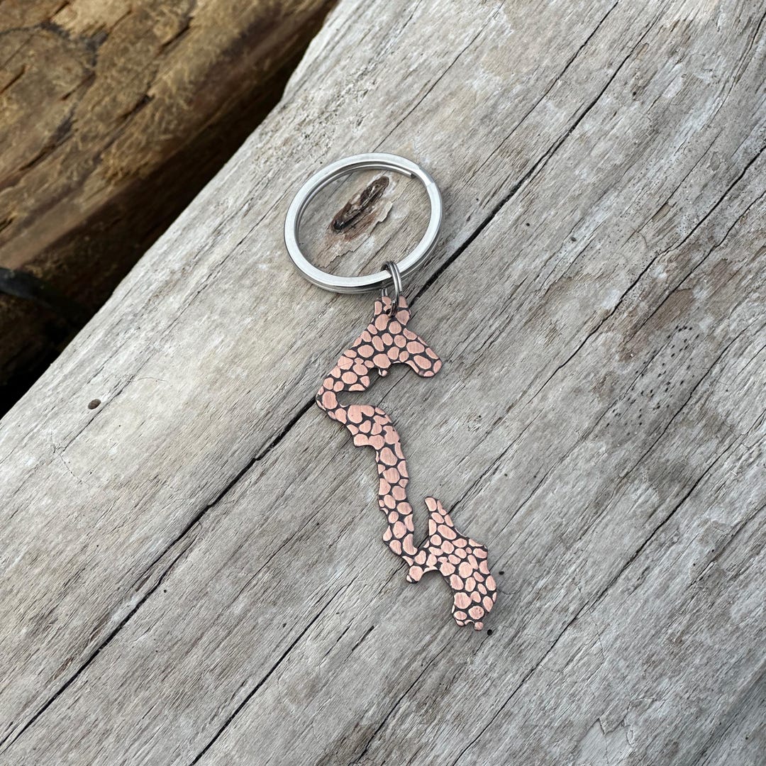 Whidbey Island Shaped Keychain - Copper Textured Key Chain - Gift for ...