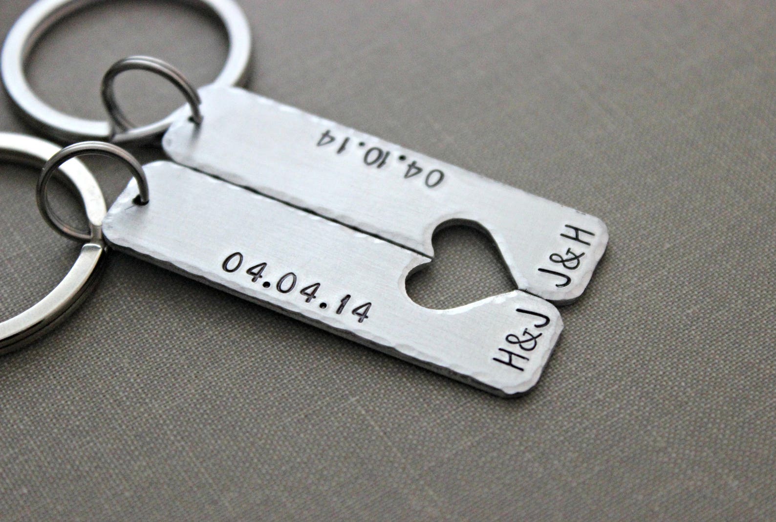 Keychain Set Couples Key Chains Connecting Heart Silver - Etsy