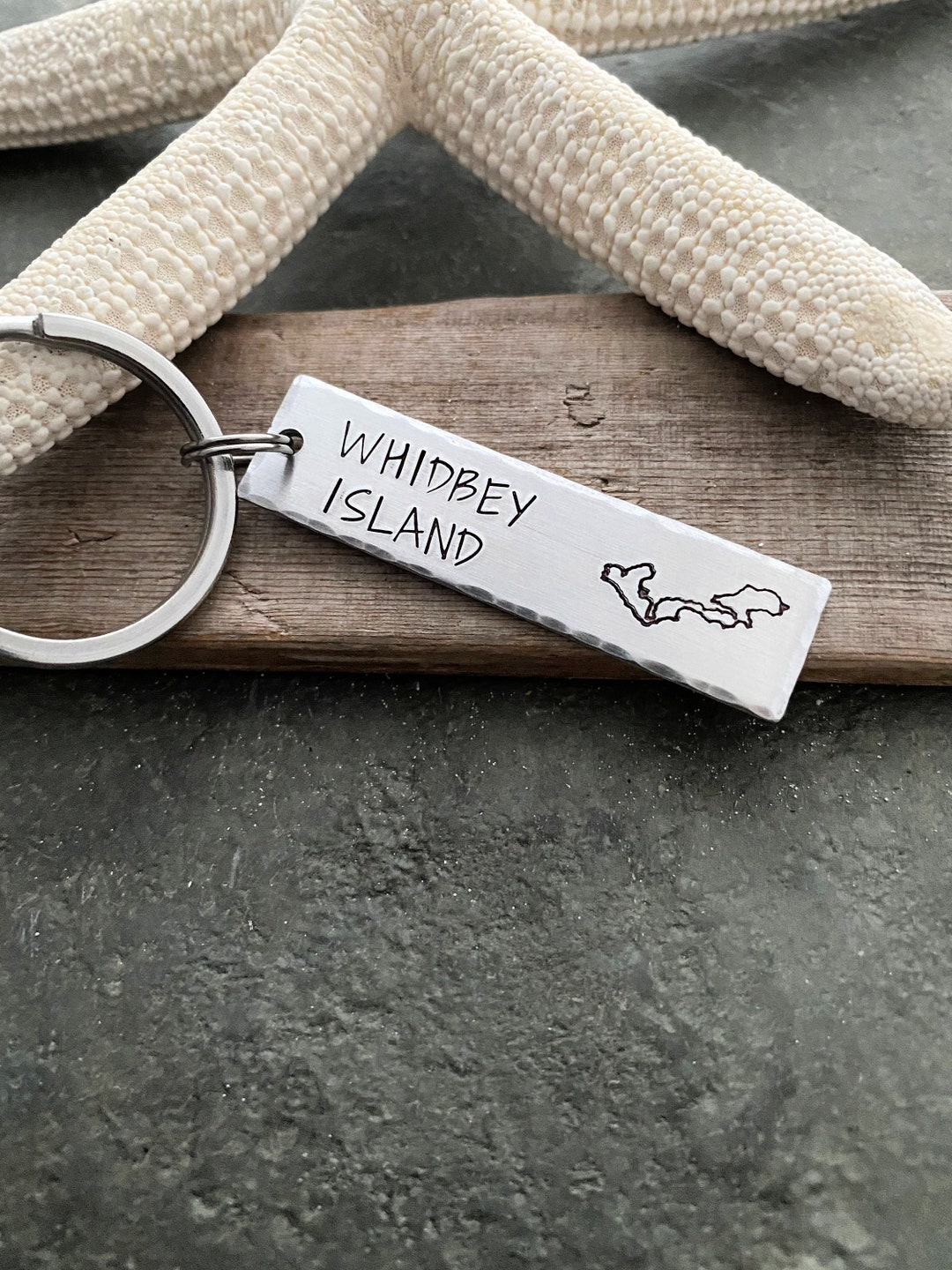 Whidbey Island Keychain - Aluminum Hand Stamped Whidbey Bar Key Chain ...