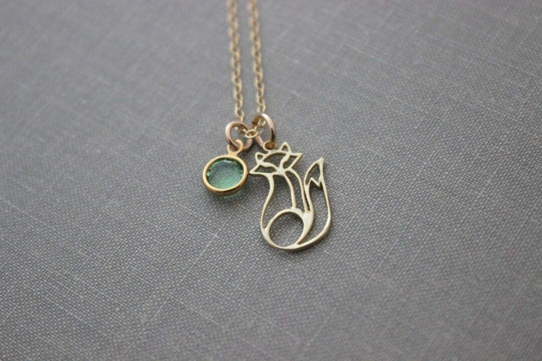 Golden Fox Charm Necklace - Gold Vermeil Fox Charm With 14k Gold Filled ...