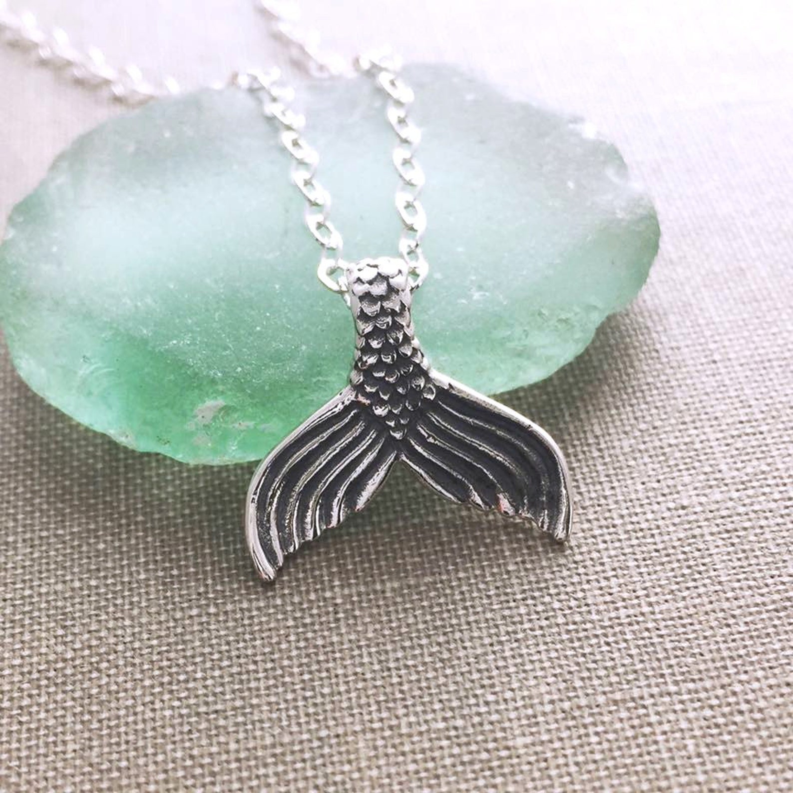 Detailed Sterling Silver Mermaid Tail Necklace With Scales | Etsy