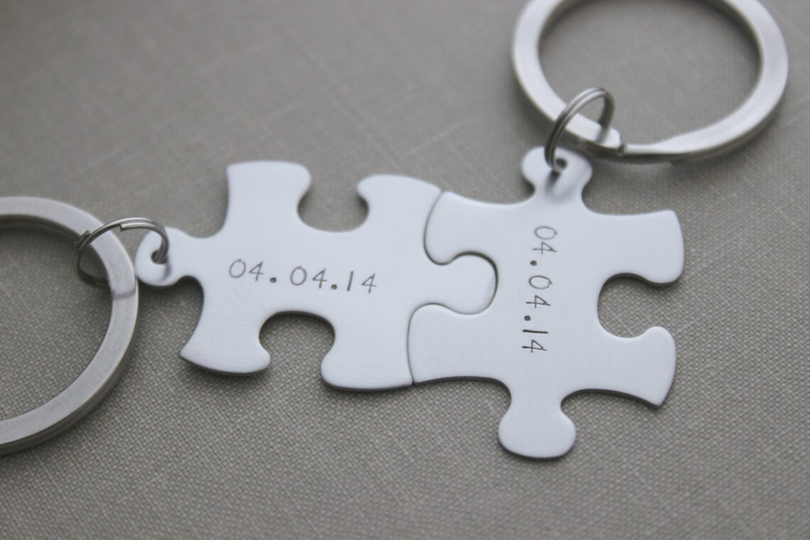 Interlocking Puzzle Keychain Set Set of 2 Stainless Steel - Etsy