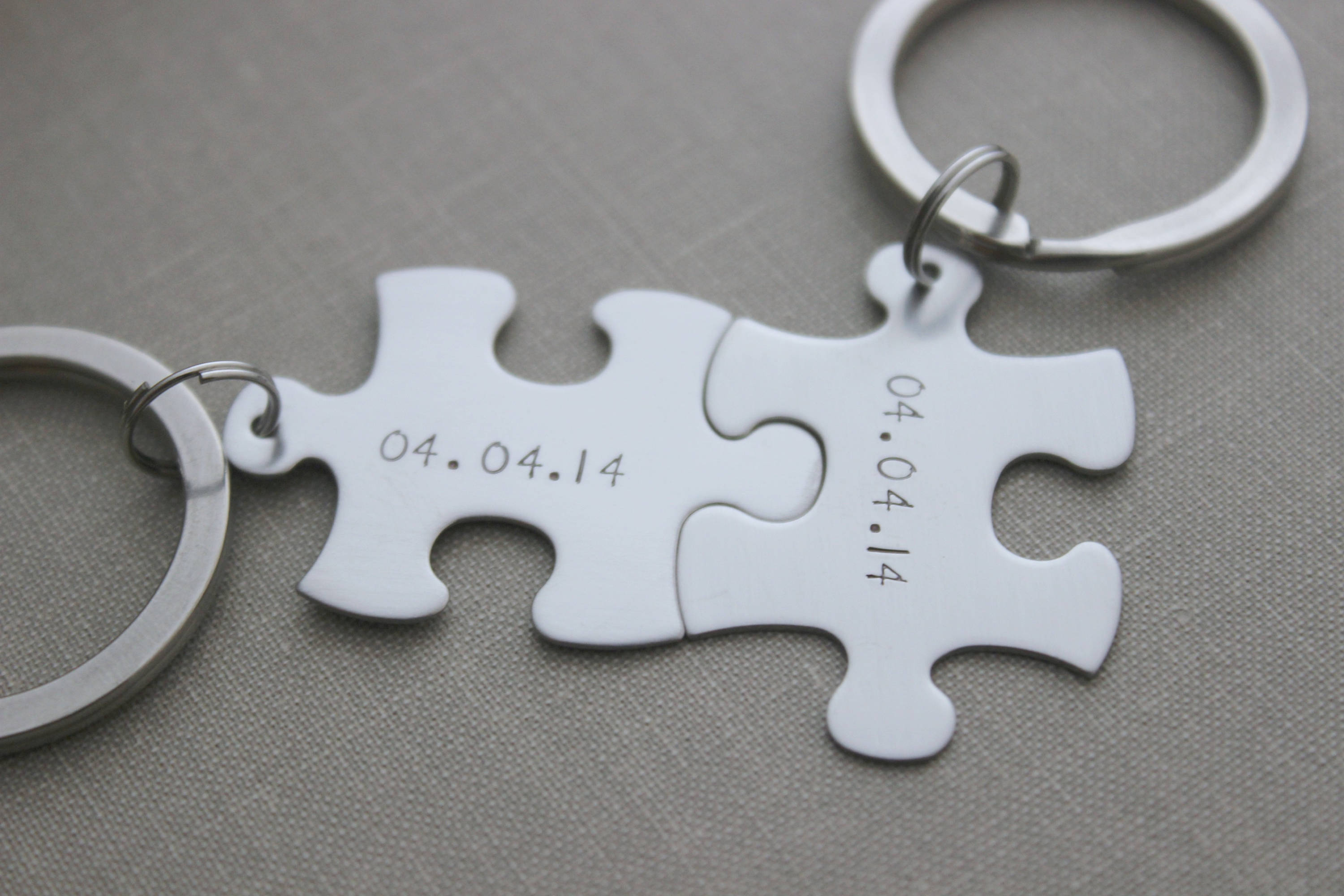 Interlocking Puzzle Keychain Set Set of 2 Stainless Steel - Etsy