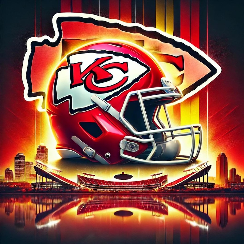 Kansas City Chiefs Helmet Art Print Kansas City Skyline Football Decor ...
