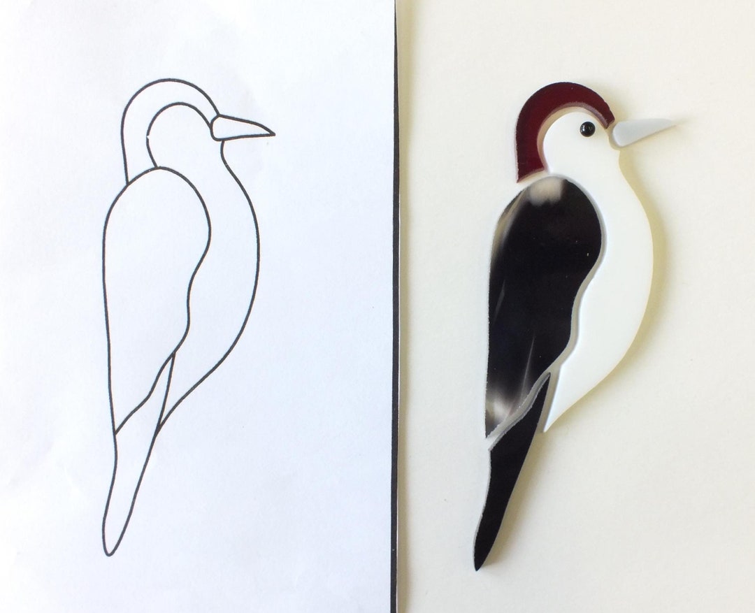 Pre-cut Stained Glass Small Woodpecker Kit - Etsy