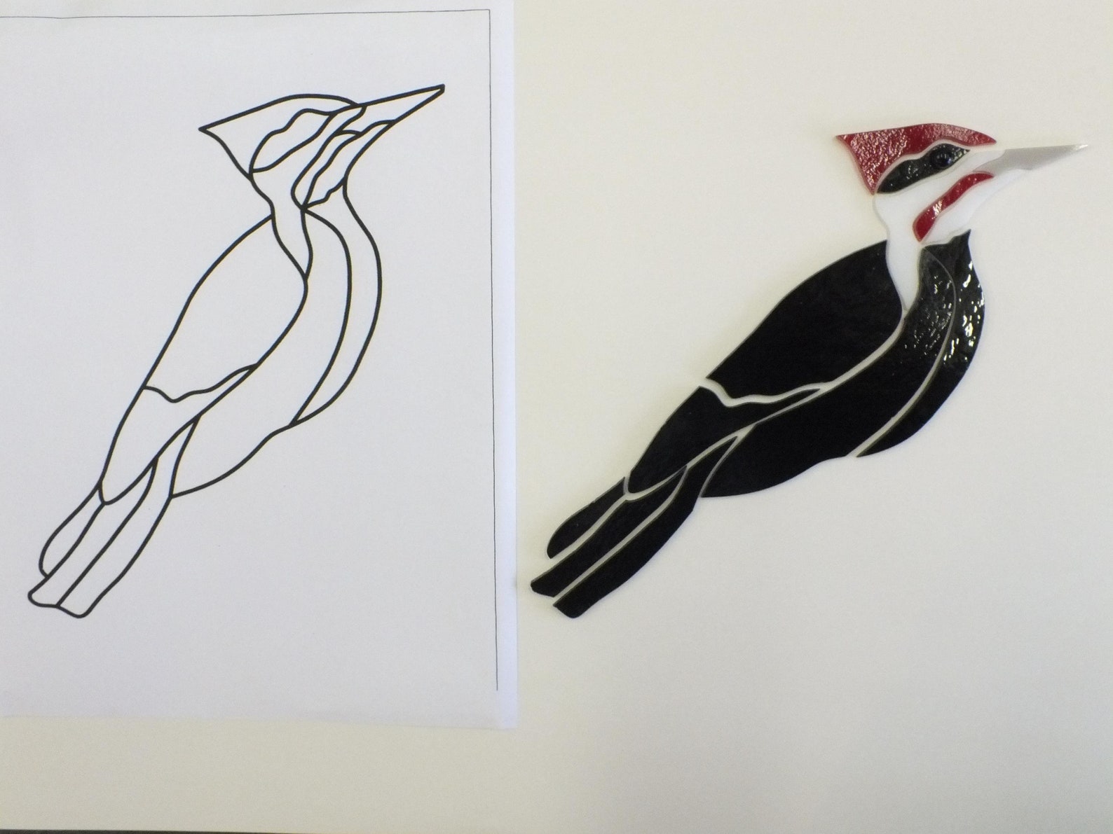 Pre-cut Stained Glass Pileated Woodpecker Kit - Etsy