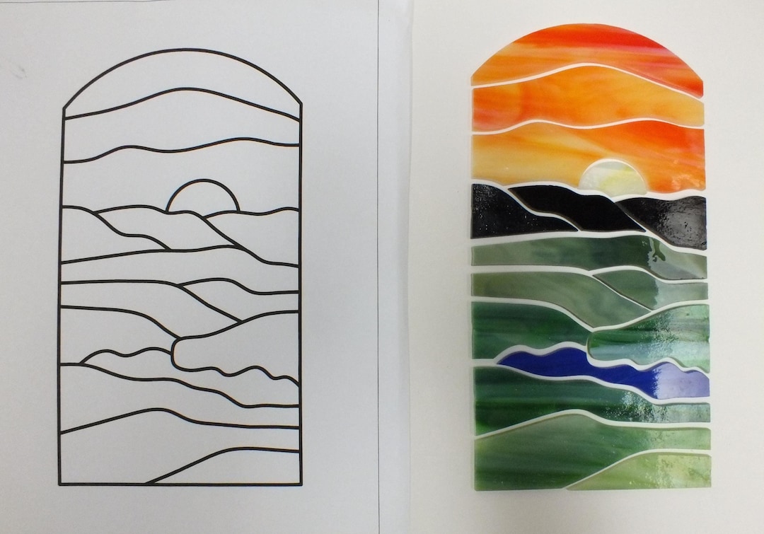 Pre-cut Stained Glass Mountain Landscape Kit - Etsy