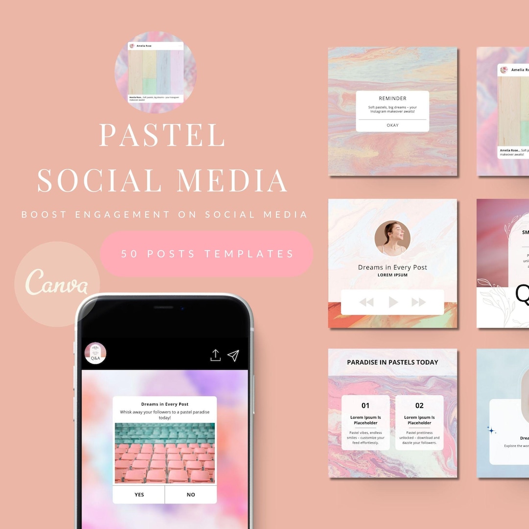 Pastel Instagram Template, Canva Instagram Templates in Pastel. Canva ...