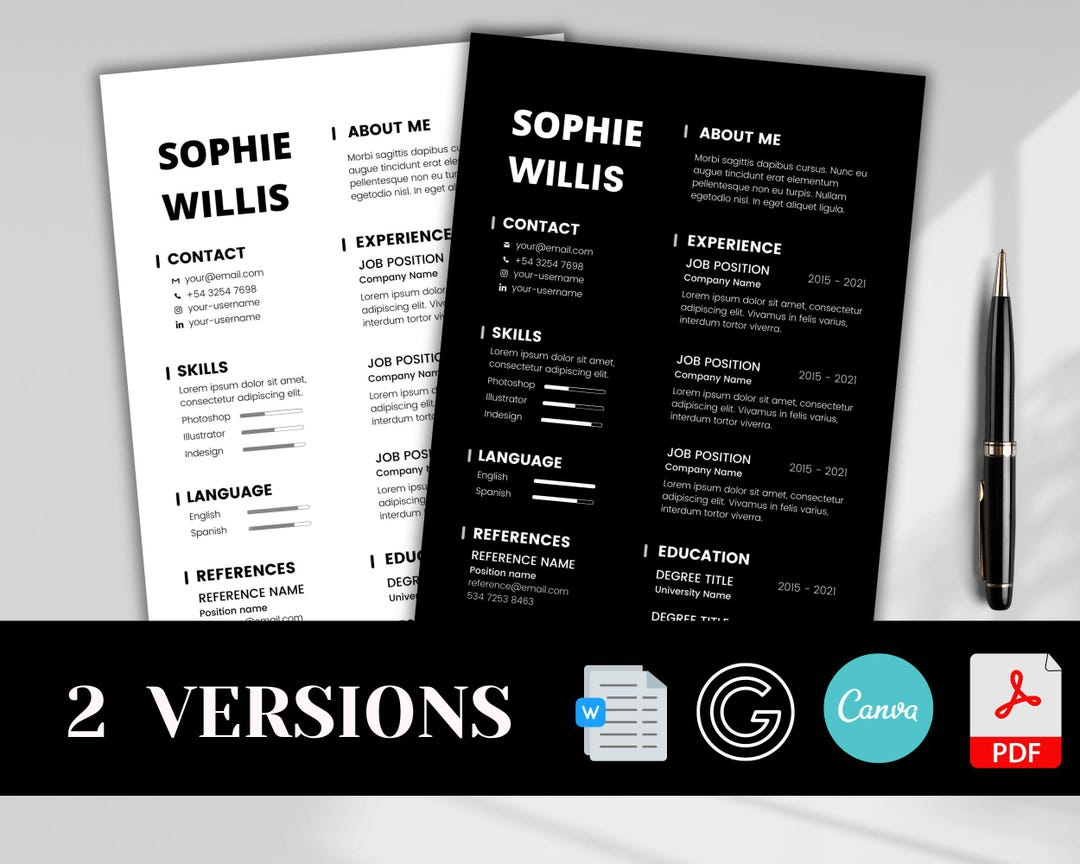 Modèle de CV professionnel Canva CV unique CV exécutif moderne Modèle ...