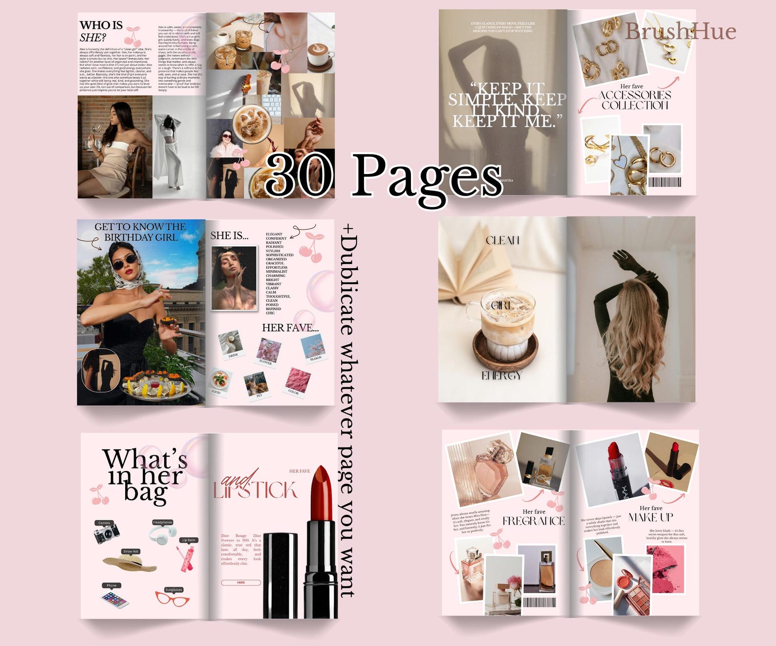 Soft Feminine Vogue Magazine Template Editable Canva Birthday Gift for ...