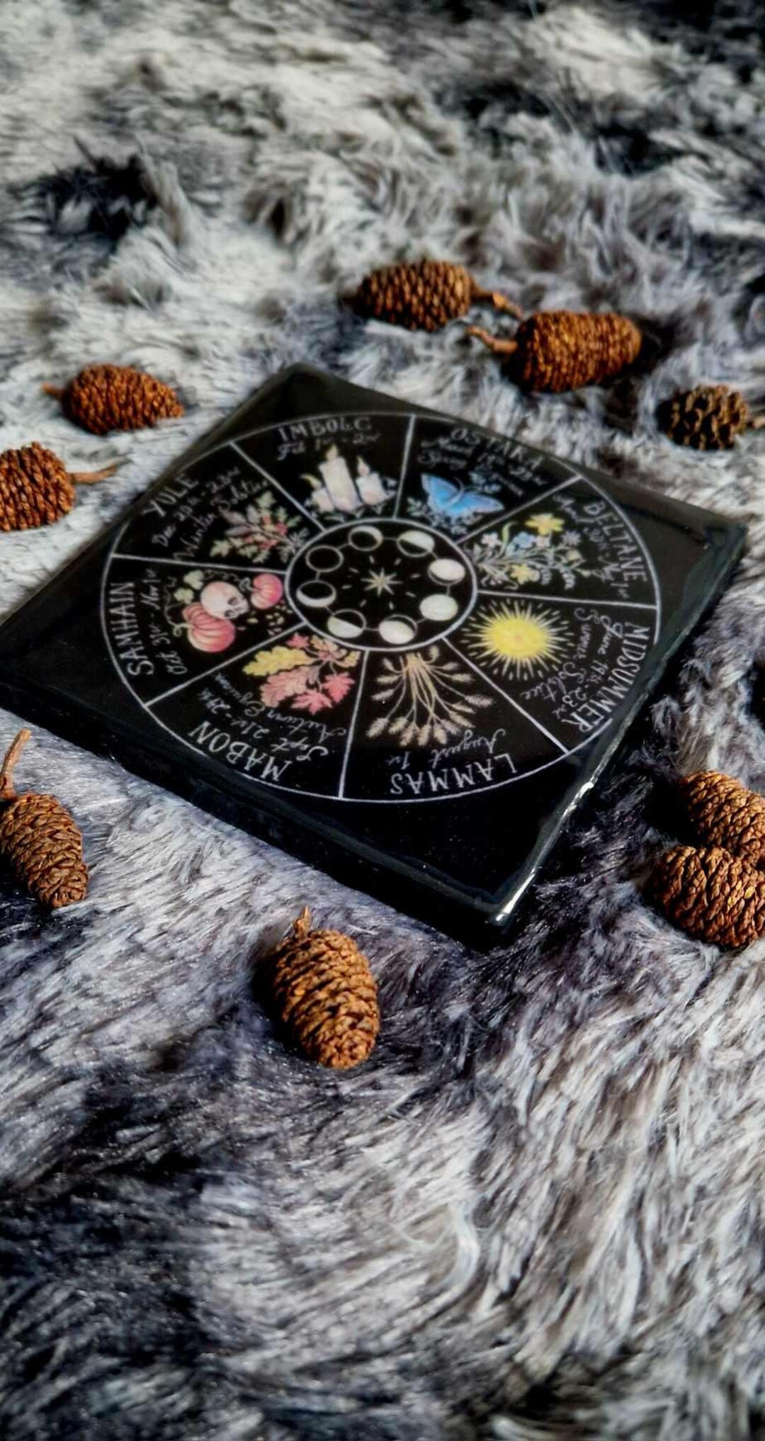 Witch Esoteric Wheel of the Year Resin Ceramic Calendar Mystical Altar ...