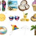Summer Clipart PNG Cute Pool Party Clipart Watercolor Beach Clipart ...