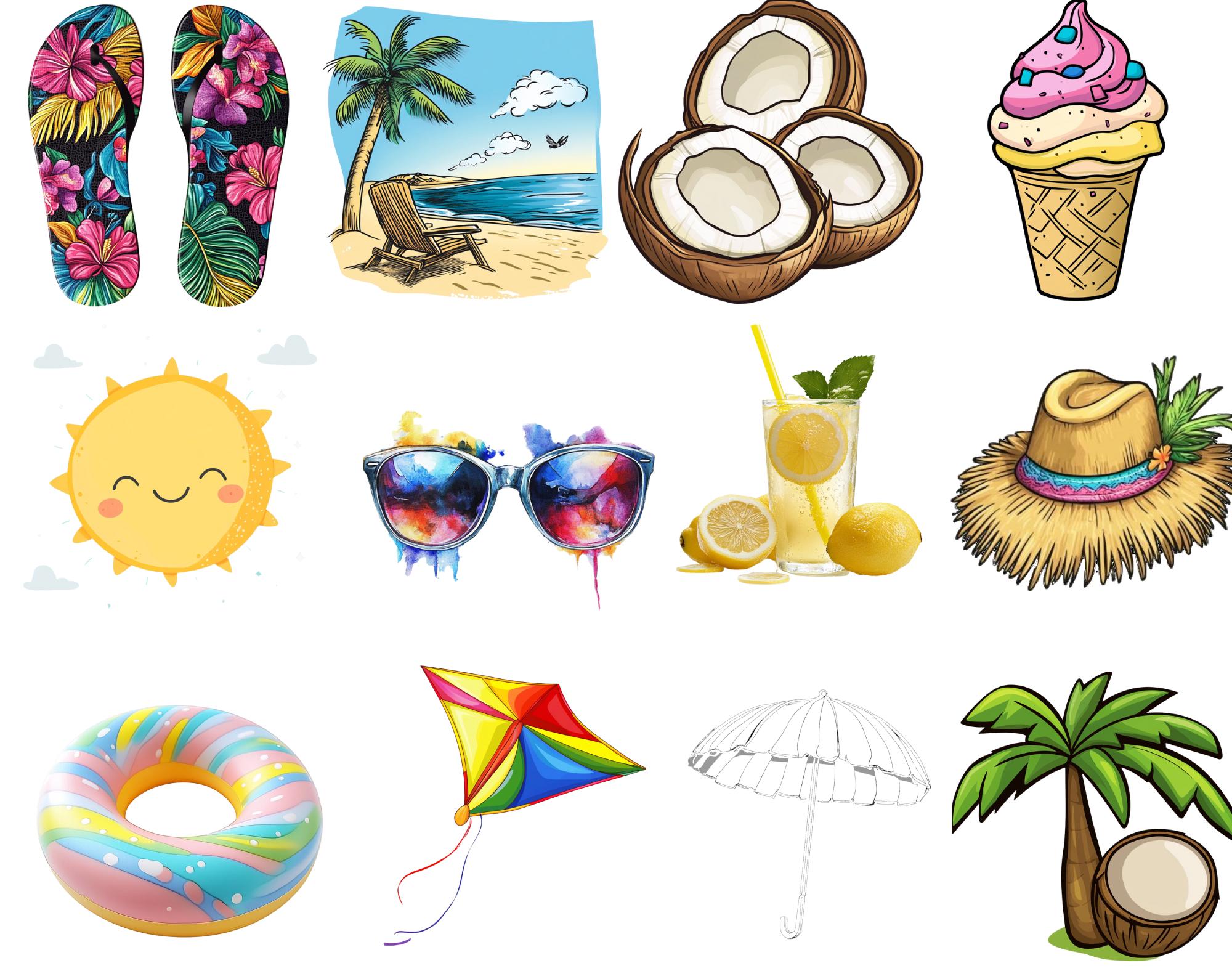 Summer Clipart PNG Cute Pool Party Clipart Watercolor Beach Clipart ...