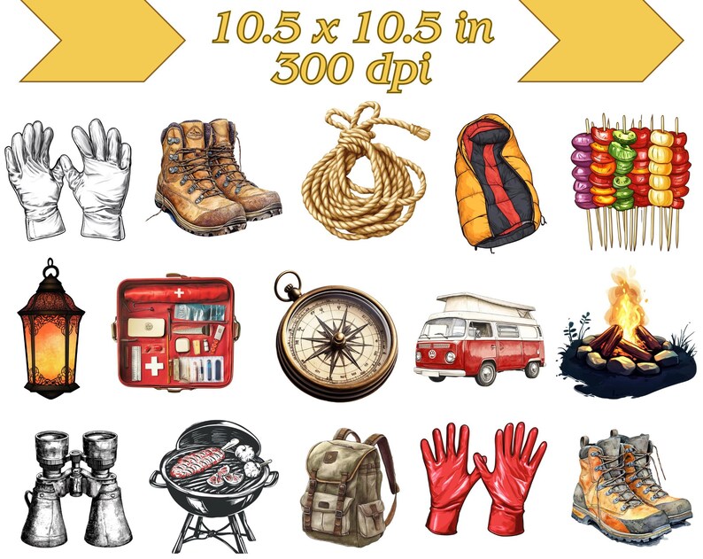 Camping Clipart Bundle Summer Camping Trailer PNG Cute Explorer Clipart ...