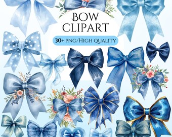 Blue Ribbon Png, Blue Bow Clipart, Watercolor Bows, Coquette Bows ...