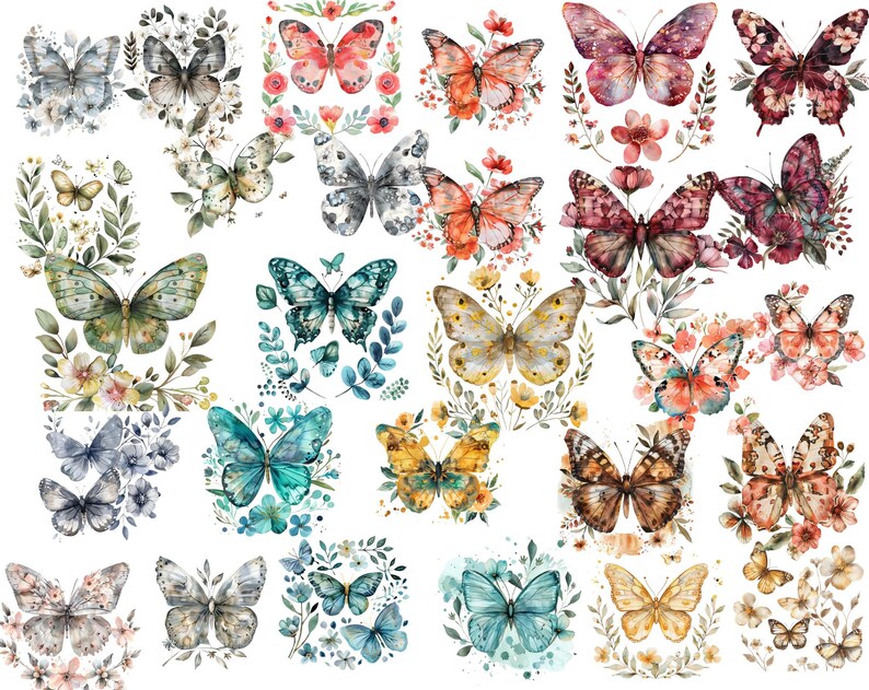 Watercolor Butterflies Clipart 500 Watercolor Butterfly PNG Colorful ...