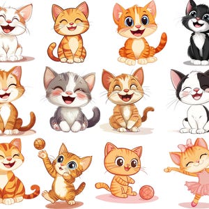 Happy Cats Clipart, My Sweet Cats Clipart Bundle, Cute Cat PNG, Kitten ...
