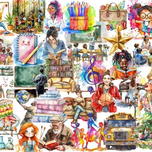 Teachers Watercolor Clipart Bundle 500+ Teacher Life Clipart, Teacher ...
