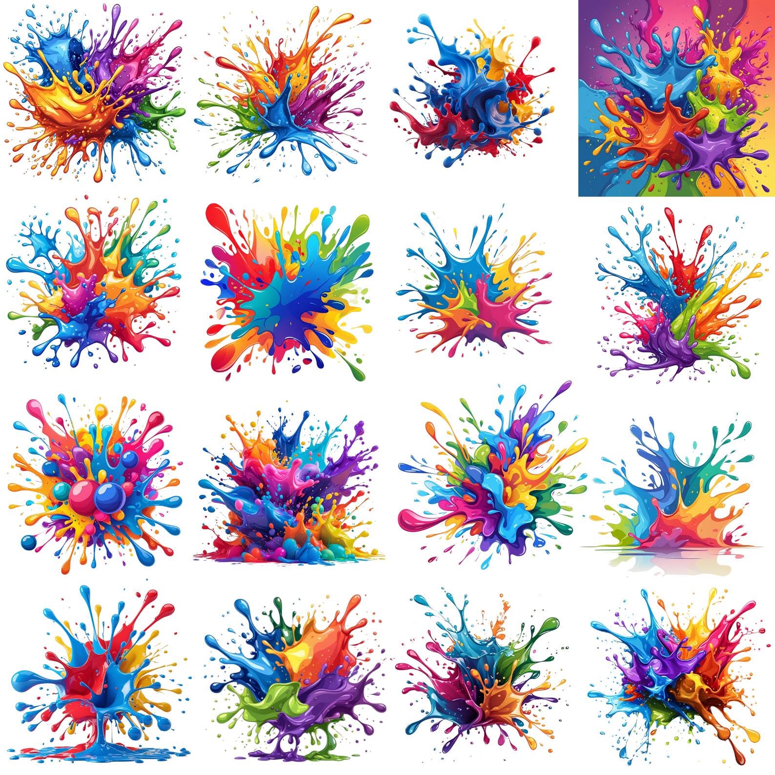 Splashes Clipart , Color Splash, Paint Splatter, Ink Splatter, Colorful ...