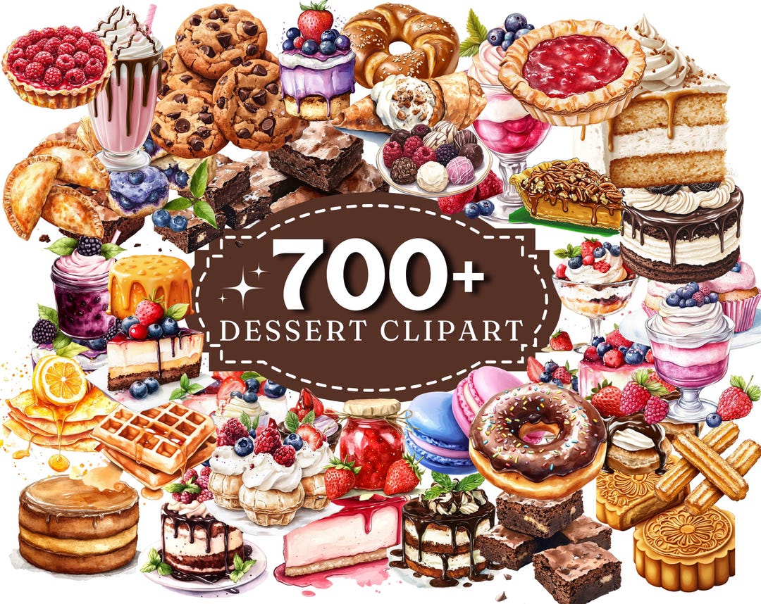 Watercolor Dessert Clipart, Sweet Clipart's 700 PNG Clipart, Dessert ...