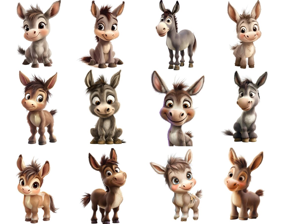 52+ Donkeys Clipart PNG Adorable Donkey Graphics, Cute Printable, Cute ...