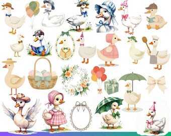Silly Goose Clipart Spring Vintage Cottagecore Whimsical Cute ...