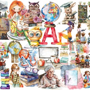 Teachers Watercolor Clipart Bundle 500+ Teacher Life Clipart, Teacher ...