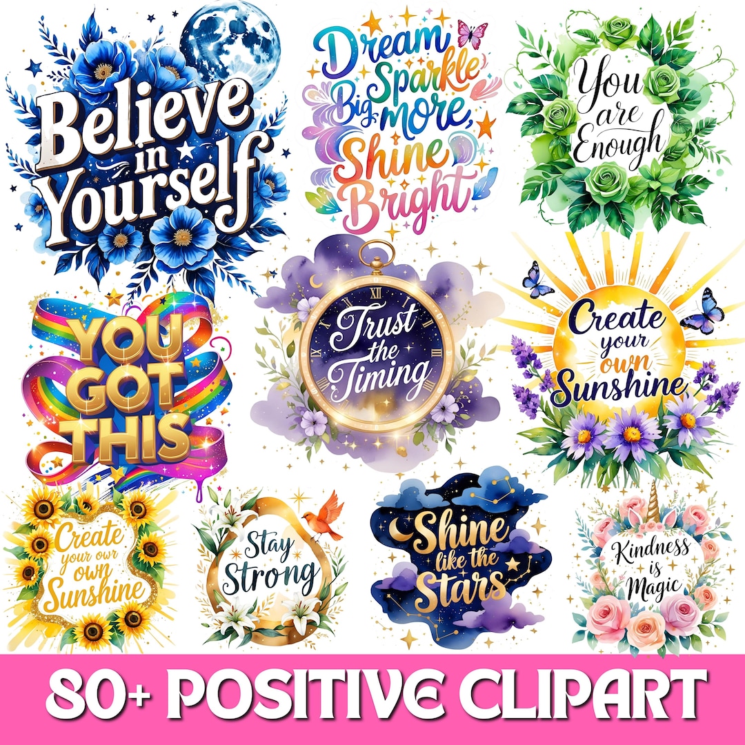 Inspirational Quotes Clipart, Positive Affirmation, Motivational Phrase ...