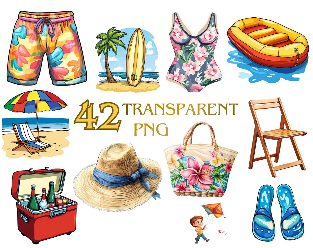 Beach Clipart, Vacation Clipart PNG, Travel Clipart, Summer Clipart ...
