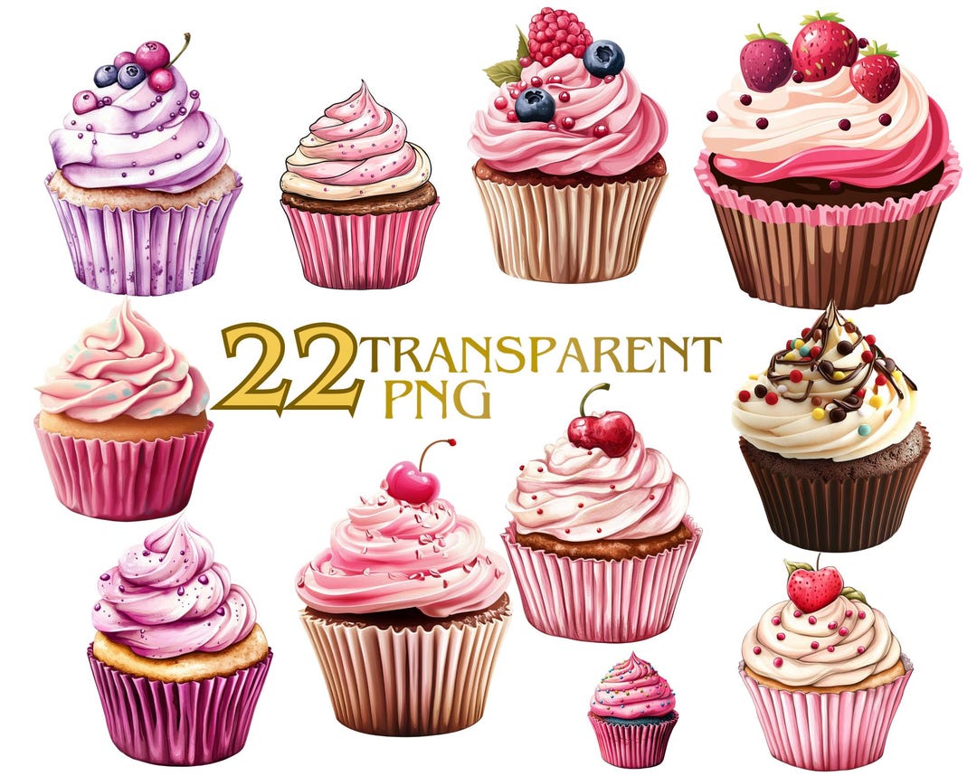22 Cupcakes Clipart PNG Christmas Cupcake Clip Art, Cupcakes Bundle ...