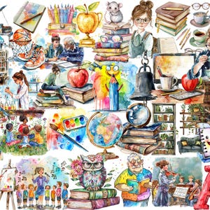Teachers Watercolor Clipart Bundle 500+ Teacher Life Clipart, Teacher ...