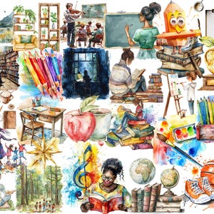 Teachers Watercolor Clipart Bundle 500+ Teacher Life Clipart, Teacher ...