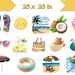 Summer Clipart PNG Cute Pool Party Clipart Watercolor Beach Clipart ...