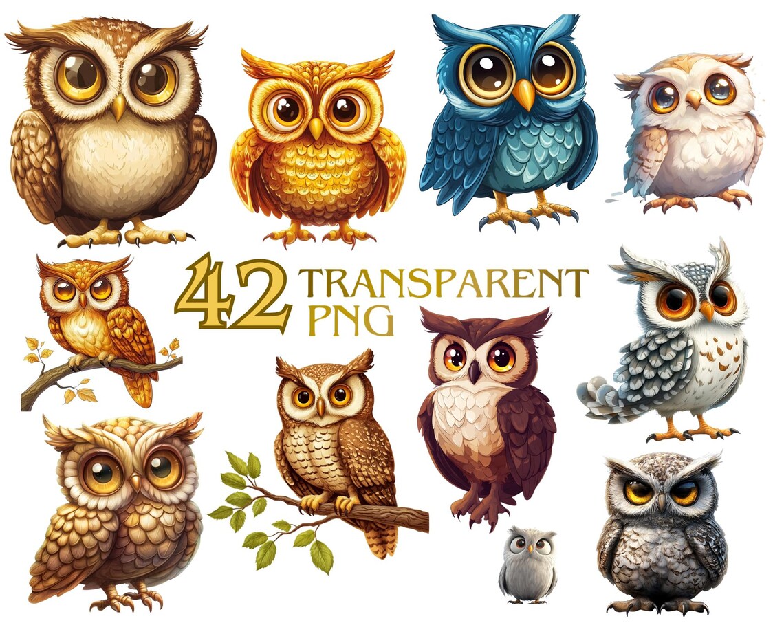 42 PNG Owls Clipart, Adorable Owl Graphics, Woodland Pintable's, Baby ...