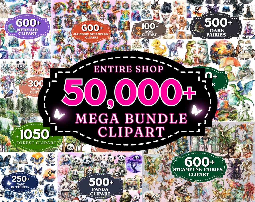 50,000+ Mega Clipart Bundle, All Clipart Images, Lifetime Access, PNG ...