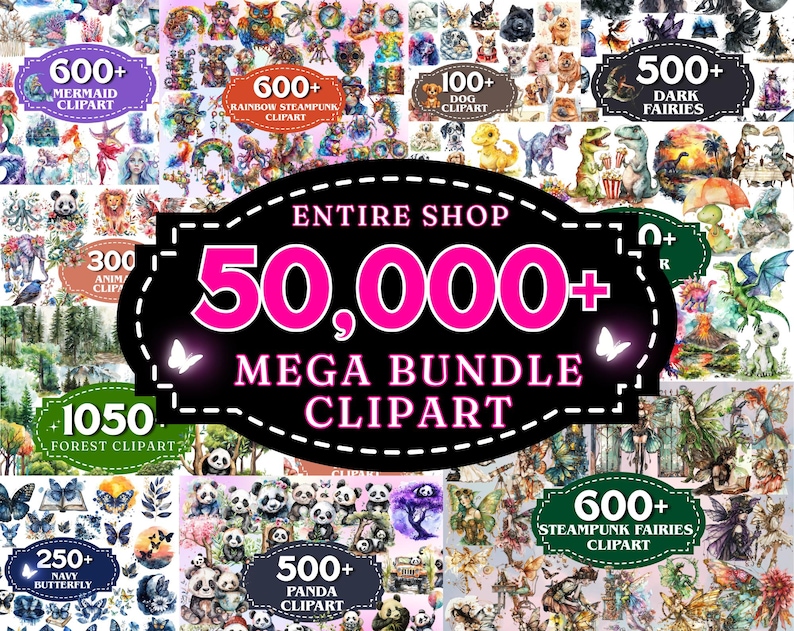 50,000+ Mega Clipart Bundle, All Clipart Images, Lifetime Access, PNG ...