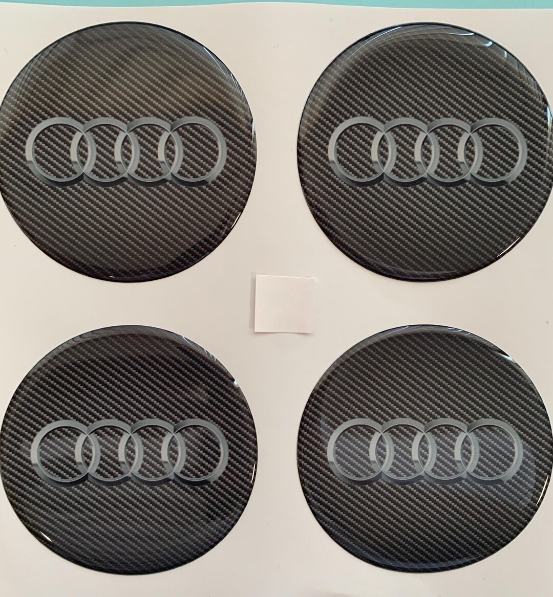 Excellent Quality / Set X 4 Self Adhesive Silicone Stickers Logo Audi ...