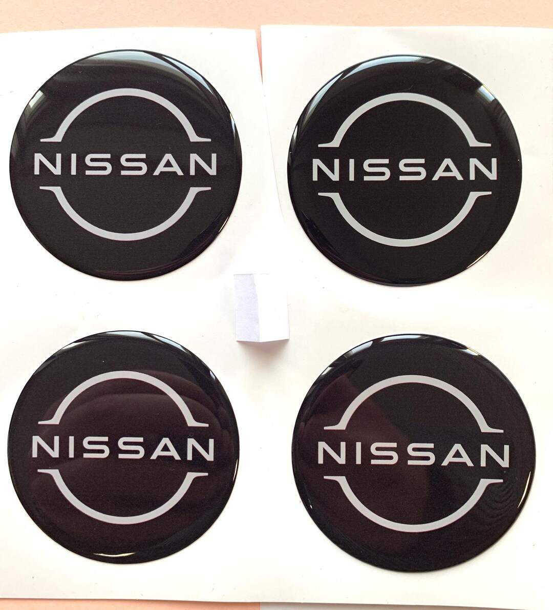 Excellent Quality / Set X 4 Self Adhesive Silicone Stickers Logo Nissan ...