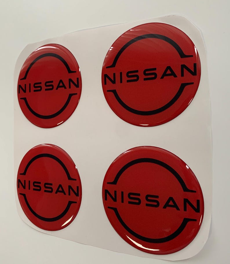 Excellent Quality / Set X 4 Self Adhesive Silicone Stickers Logo Nissan ...