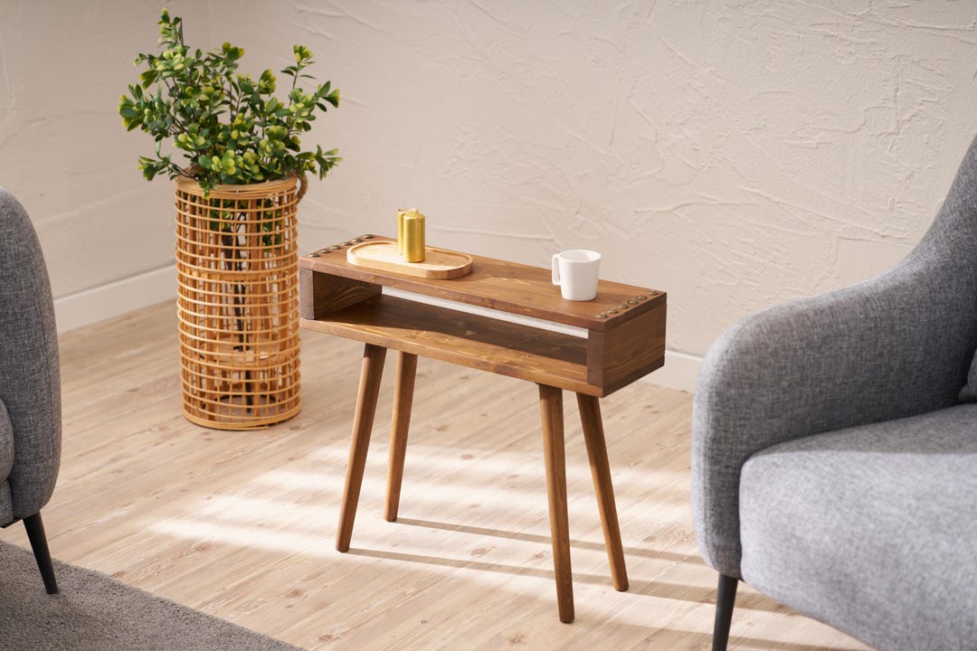 Solid Pine Narrow Side Table: Small Rustic End Table - Etsy