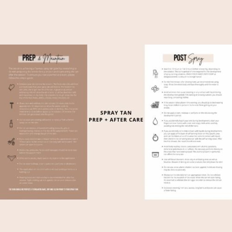 Spray Tan Prep and After Care Card - Etsy