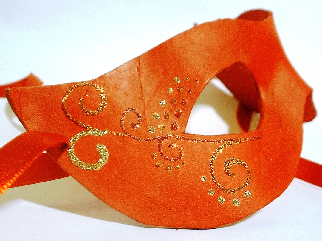 Bright Red Leather Mask With Glitter Accents - Etsy