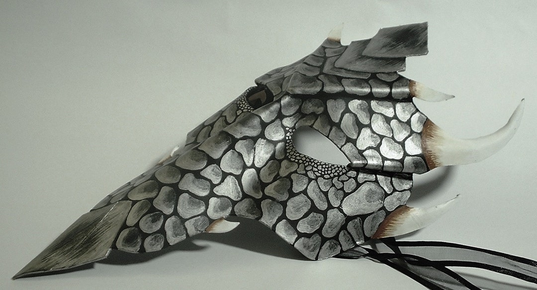 Silver Dragon Leather Mask - Etsy