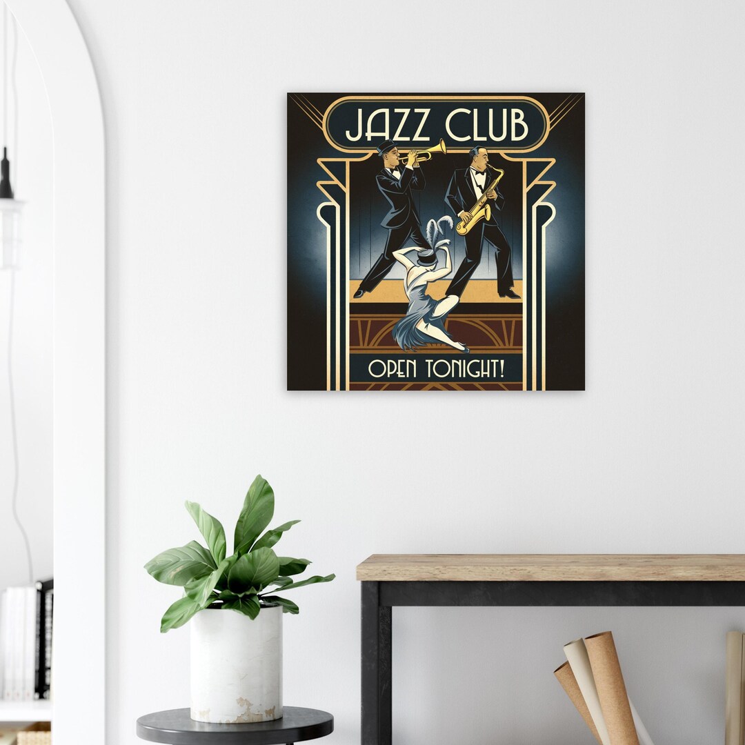 Jazz Club Poster – Art Deco Vintage Music Poster for Musicians ...