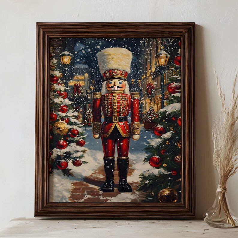 Classic Nutcracker Christmas Art Print, Festive Holiday Decor ...