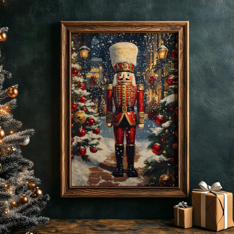 Classic Nutcracker Christmas Art Print, Festive Holiday Decor ...